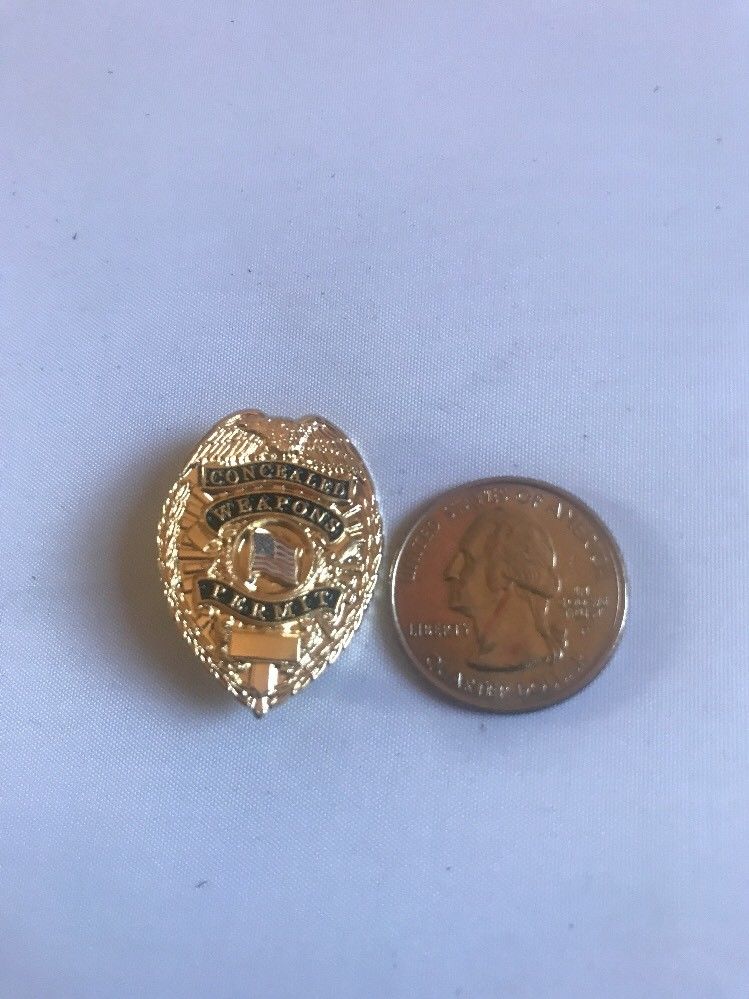 Concealed Weapons Carry Permit CWP CCP GOLD Mini Badge Lapel Tie Tac P ...